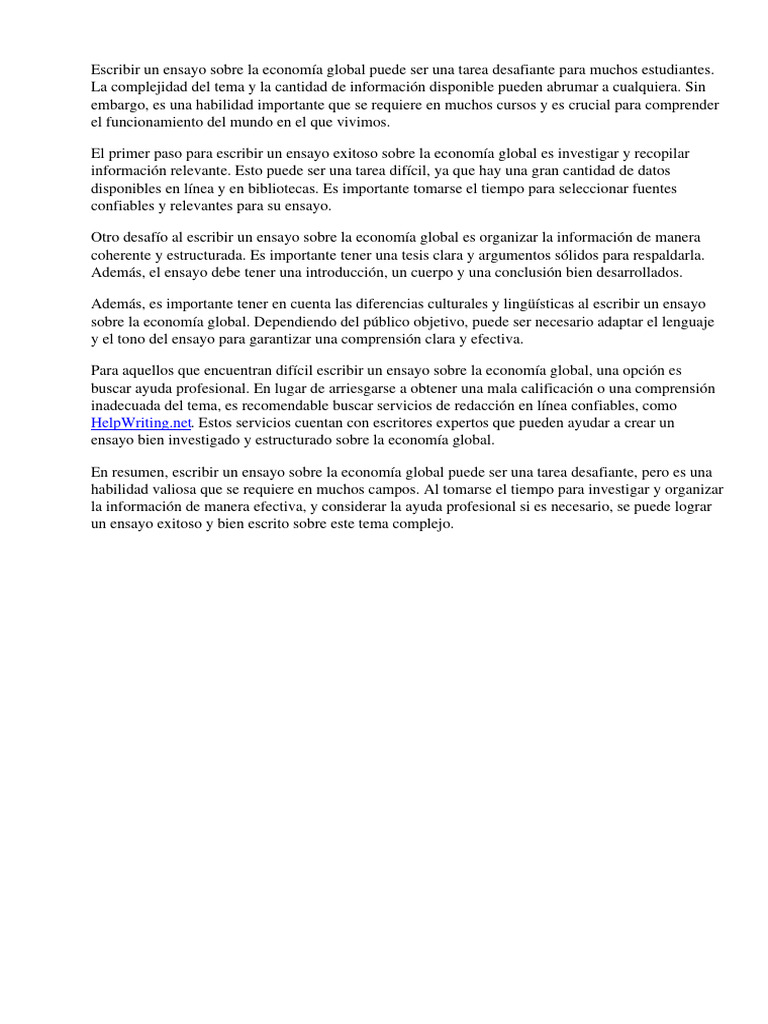 Redacción de Un Ensayo Sobre La Economía Global | PDF | Ensayos | Información