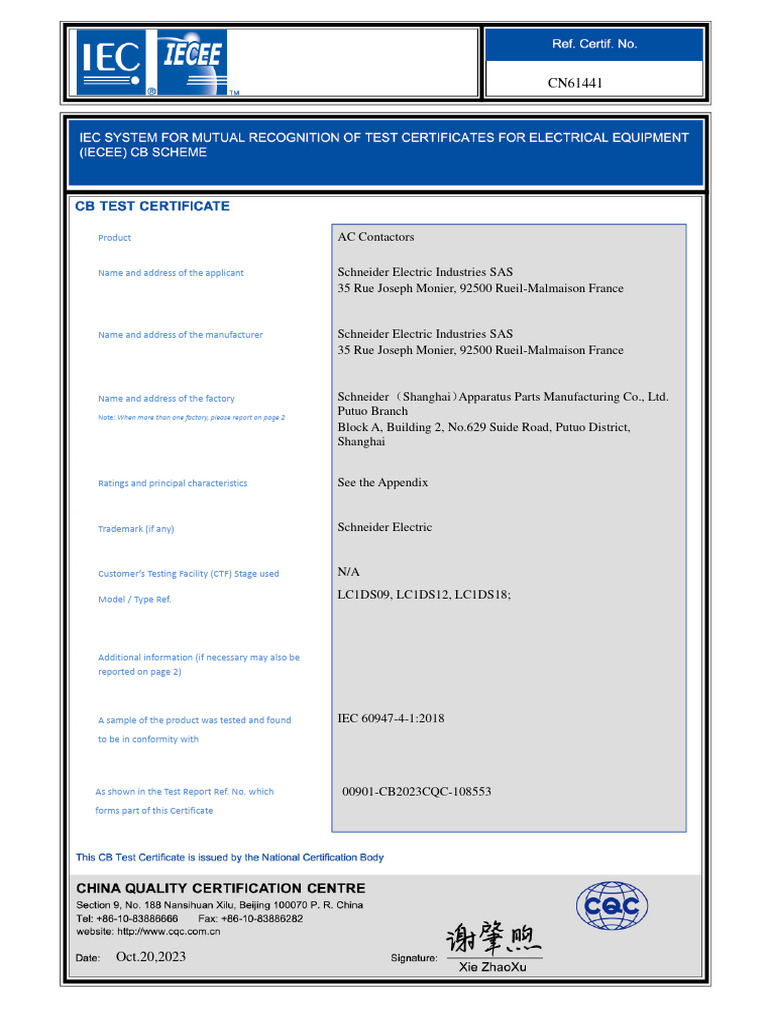 LC1DS09-18_SSAP_CN61441 | PDF | Electric Power | Electrical Engineering