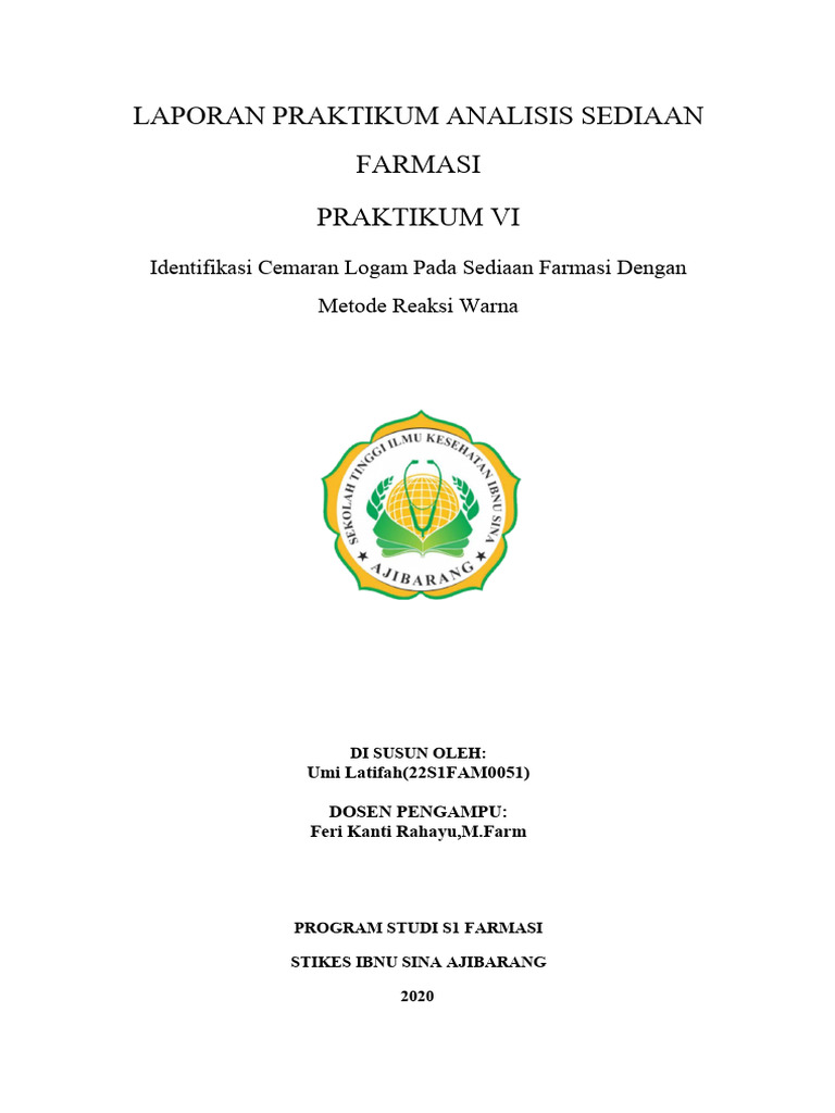 Identifikasi Cemaran Logam Farmasi | PDF