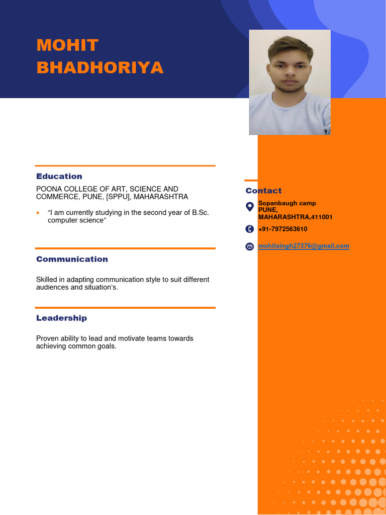 Mohit Bhadmoriya: B.Sc. Computer Science Student | PDF