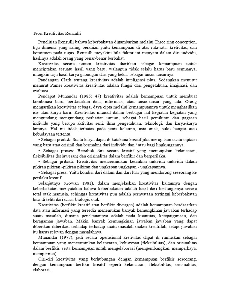 Teori Kreativitas Renzulli | PDF