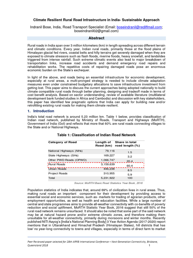 Climate Resilient Rural Road Infrastructure in India - Sustainable ...