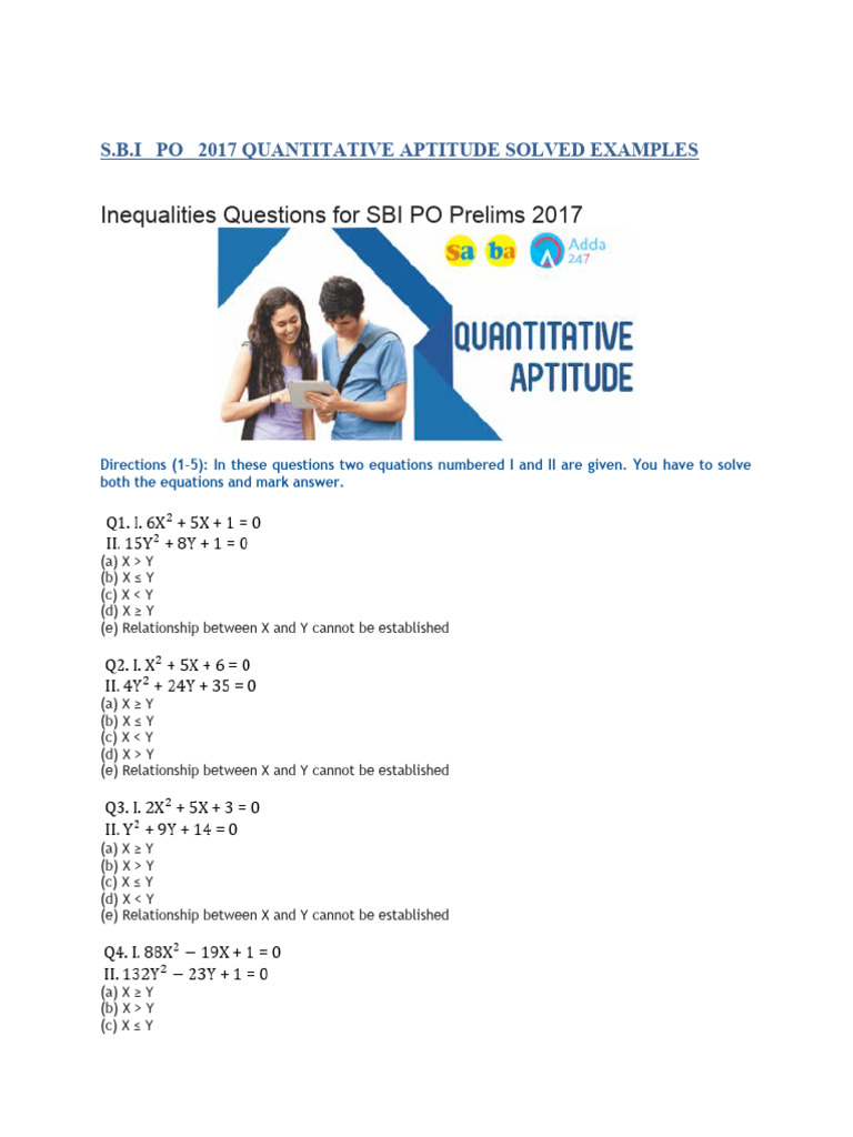 MATHS SOLVED PROBLEMS ADDA | PDF | Inequality (Mathematics) | Equations MATHS SOLVED PROBLEMS ADDA | PDF | Inequality (Mathematics) | Equations