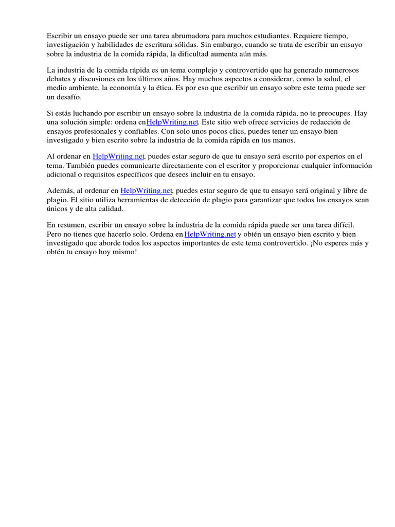 Escribir ensayos sobre comida rápida | PDF | Ensayos
