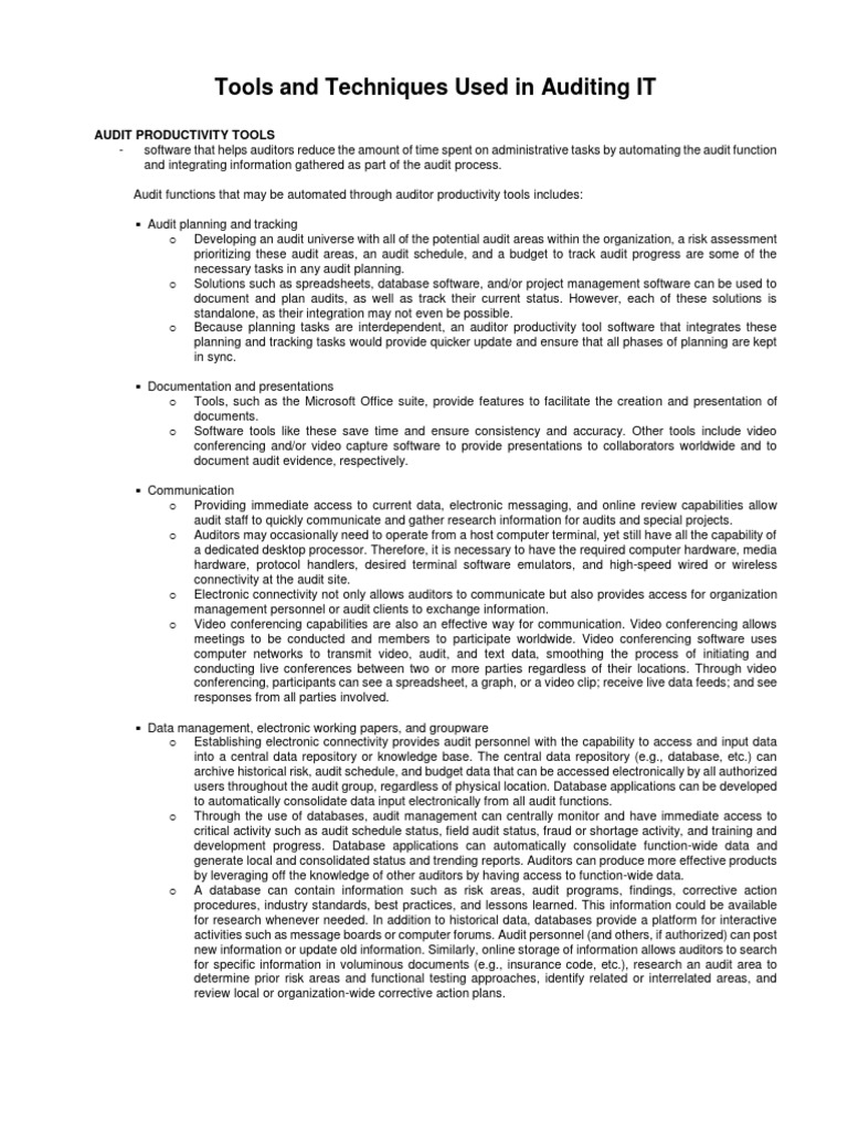 Chapter V Tools and Techniques Used in Auditing It - Ho - 04122024 ...