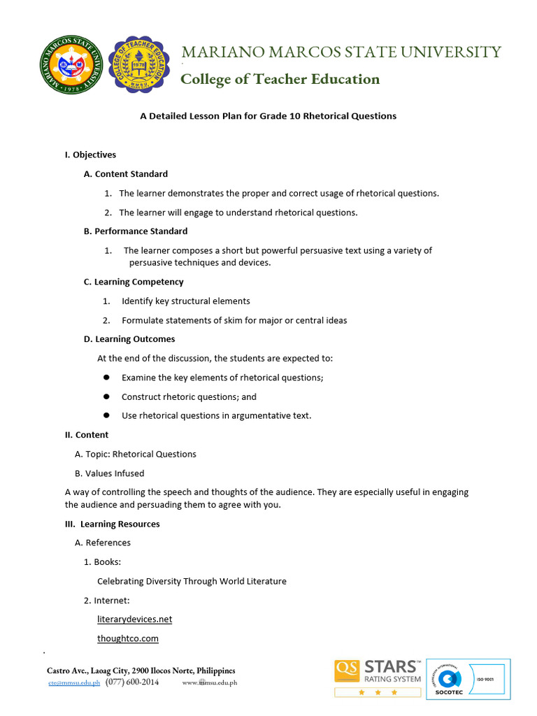 LP Rhetorical Questions | PDF | Rhetoric | Logos