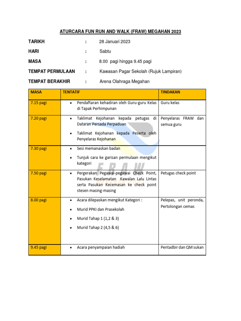 Aturcara Fun Run dan Walk 2023 | PDF