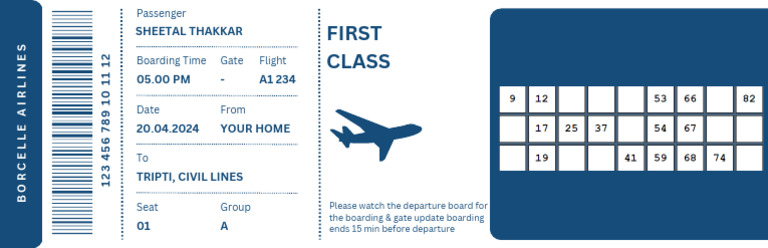 Blue Simple Boarding Pass Arlines Ticket | PDF