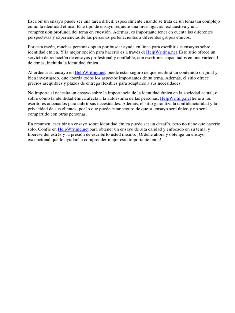 Cómo Escribir Un Ensayo Sobre Identidad Étnica | Descargar gratis PDF ...