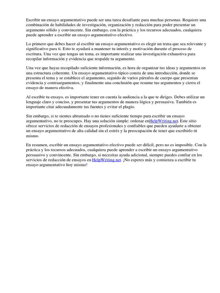 Cómo Escribir Un Ensayo Argumentativo Efectivo | PDF Cómo Escribir Un Ensayo Argumentativo Efectivo | PDF