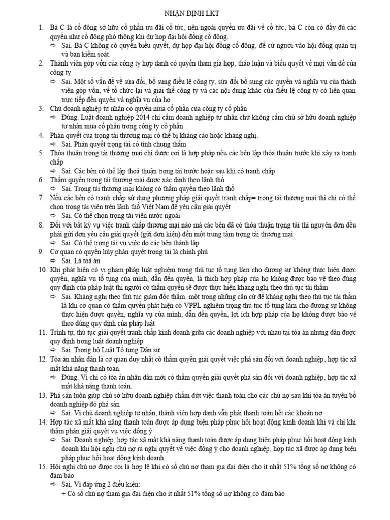 NHẬN ĐỊNH LKT | PDF