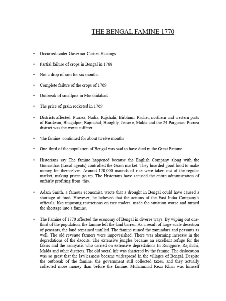 The Bengal Famine 1770 | Download Free PDF | Famine | Economies