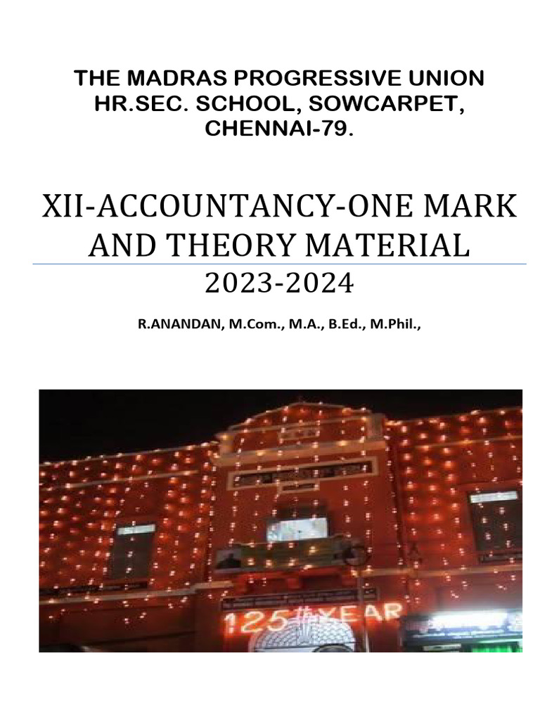 +2-Accountancy-1-2-3-5-Mark Theory Material-Em-2023 | Download Free PDF | Debits And Credits ...