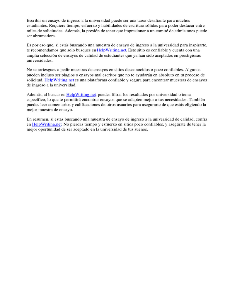 Muestra de Ensayo de Ingreso a La Universidad | PDF