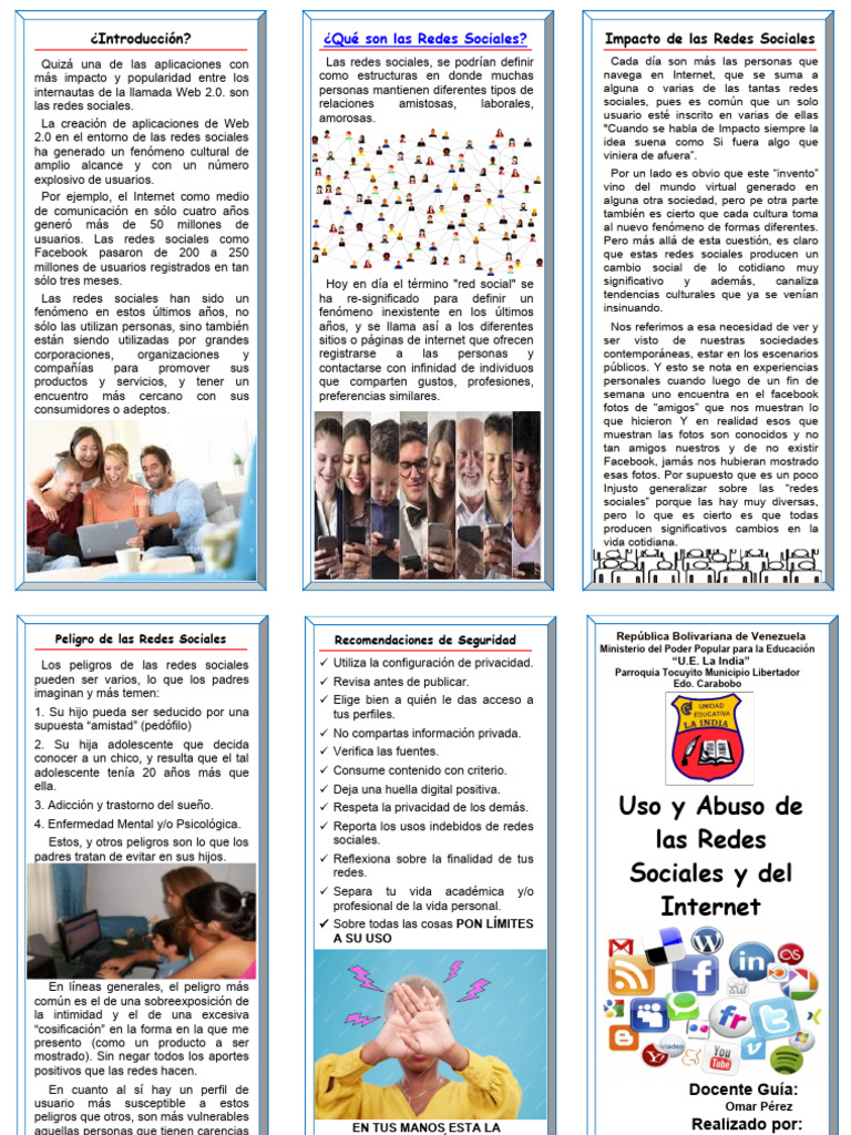 Triptico Abuso de las redes sociales y del internet | PDF | Servicio de redes sociales | Redes ...