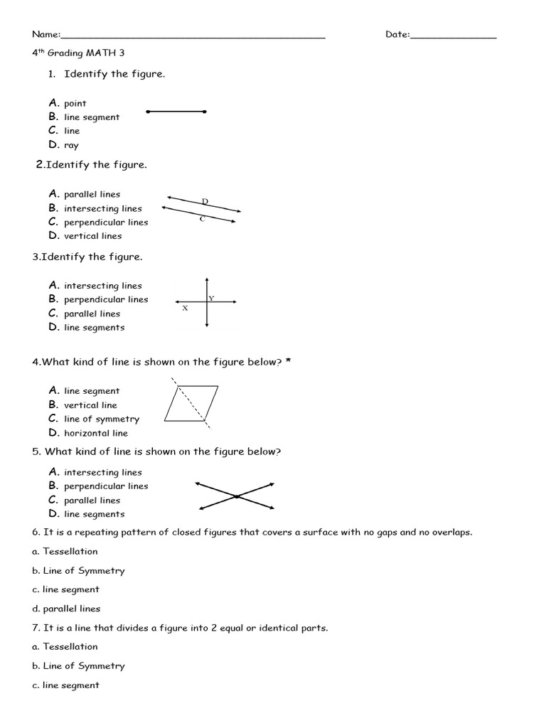 Grade 3 Math 4th Quarter Assessment | PDF | Line (Geometry) | Area