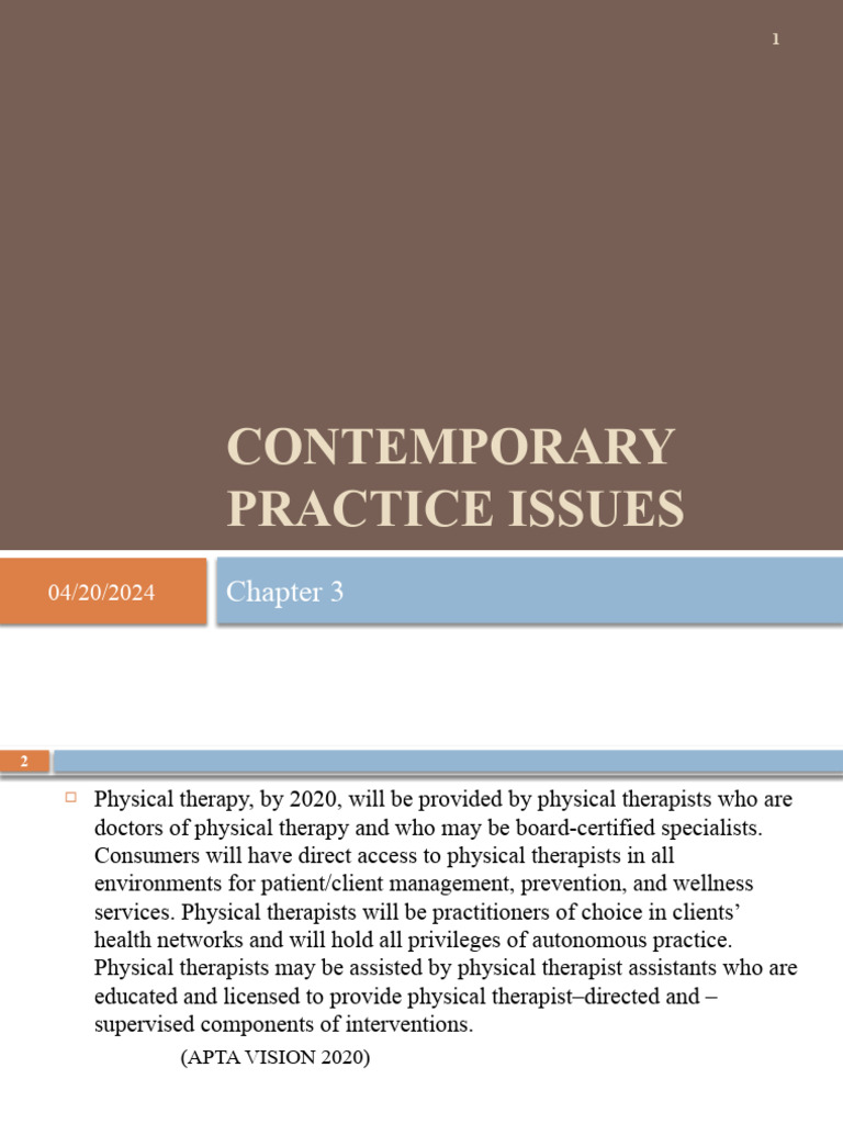 Chapter3 Contemporary Issues | PDF | Physical Therapy | Health Care