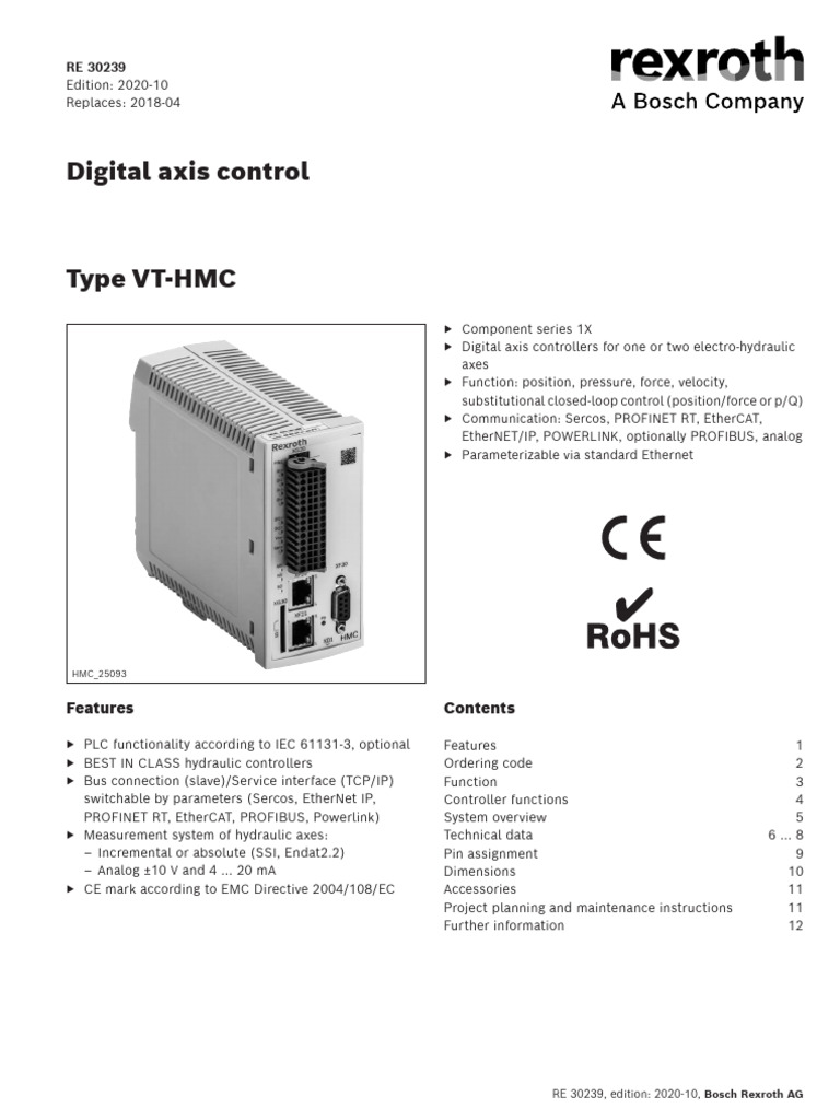 Bosch Rexroth VT-HMC Digital Axis Control | PDF | Programmable Logic ...