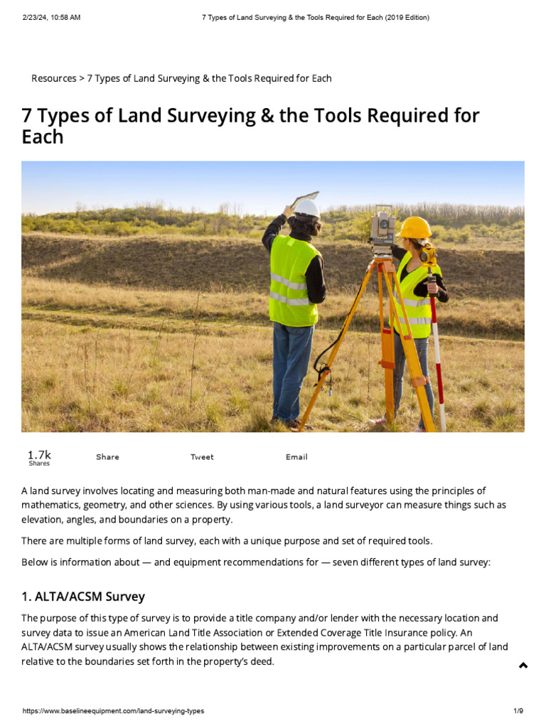 7 Types of Land Surveying & The Tools Required For Each (2019 Edition ...