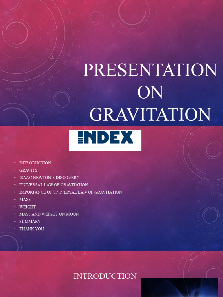 Presentation On GRAVITATION Class | Download Free PDF | Gravity | Weight