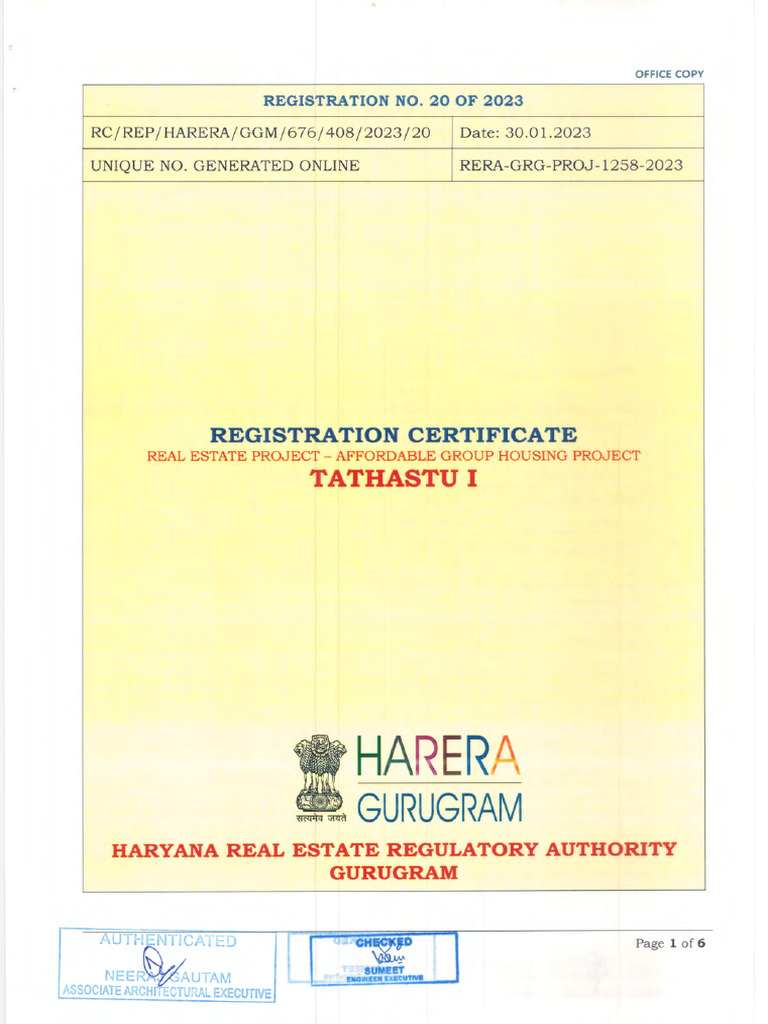 Tathastu_I_RERA_Certificate | PDF