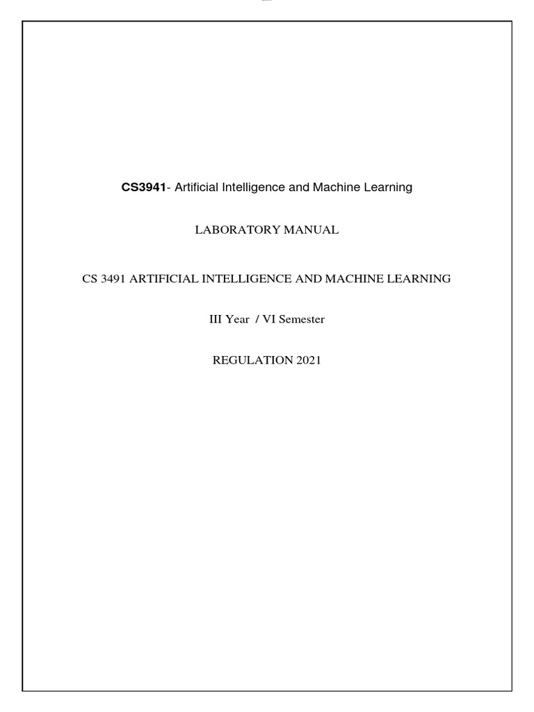 Cs3491-Ai&ml Lab Manual Ece | PDF | Bayesian Network | Cluster Analysis