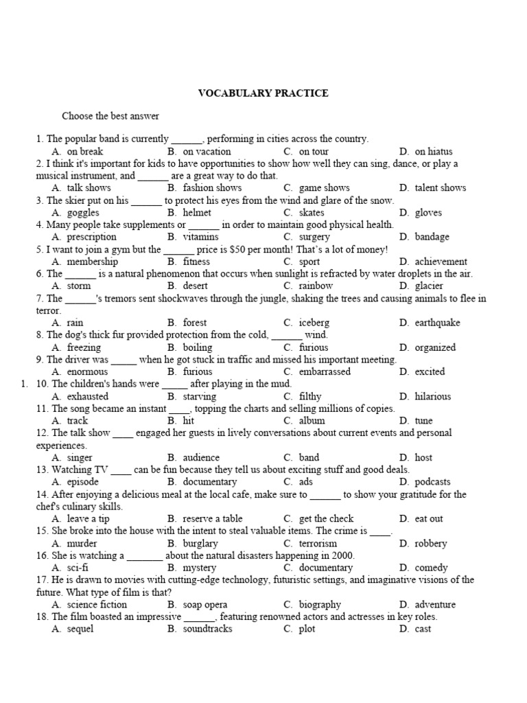 TATQ2-vocabulary-practice - KEY | PDF