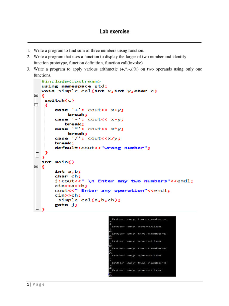 Lab Exercise Array& Function@2021 | PDF Lab Exercise Array& Function@2021 | PDF