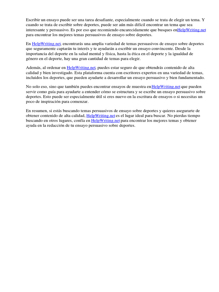 Temas Persuasivos de Ensayo Sobre Deportes | PDF