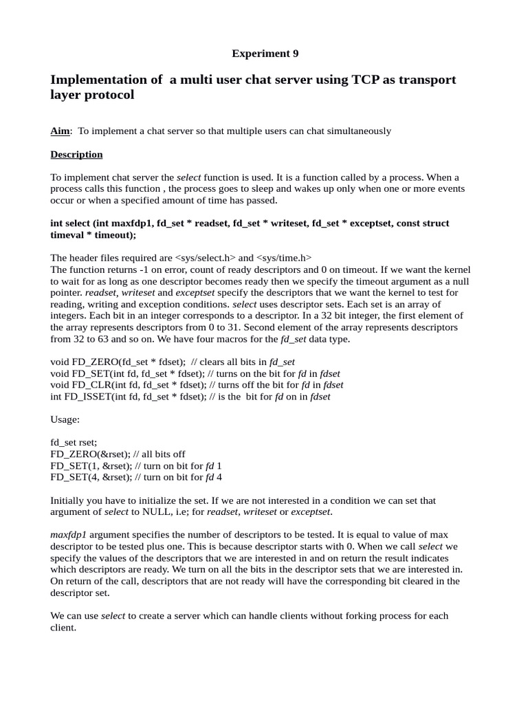 Expt 9 Chat | Download Free PDF | Pointer (Computer Programming) | Computer Science