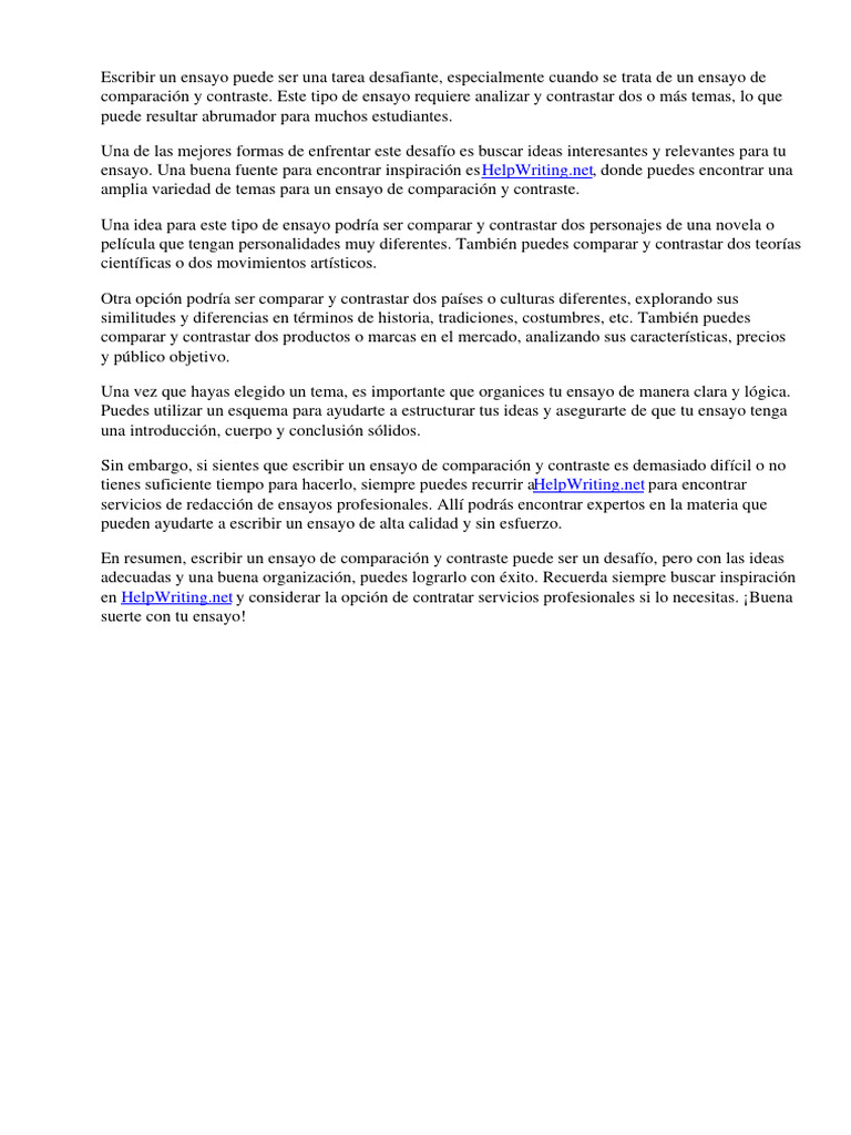 Ideas para Un Ensayo de Comparación y Contraste | PDF | Ensayos ...