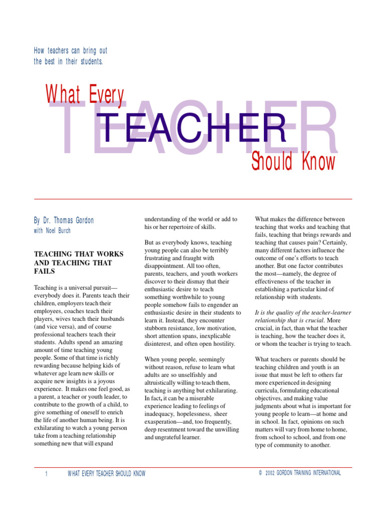 Effective Teacher-Student Relationships | PDF | Teachers | Learning