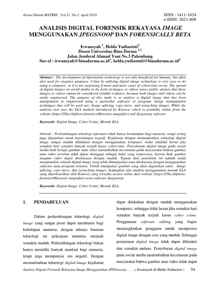 Analisis Digital Forensik Rekayasa Image Menggunakan Jpegsnoop Dan Forensically Beta | PDF