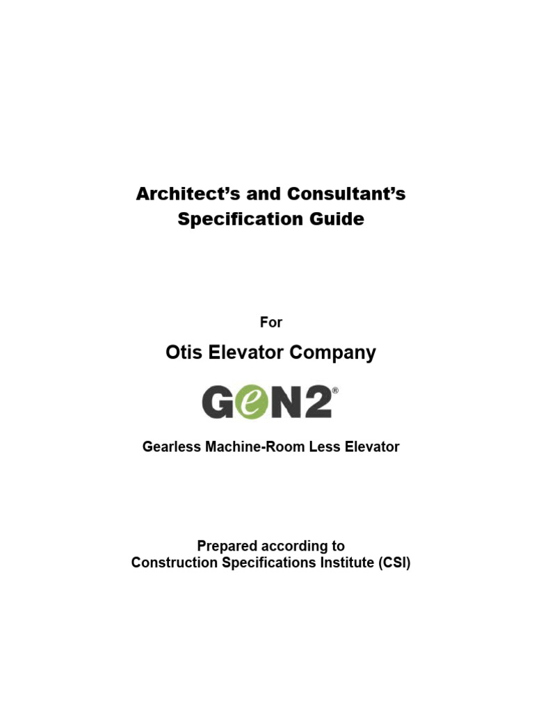 1066-002 - Otis Elevator Co. - Gen2 Machine-Roomless | PDF | Elevator ...