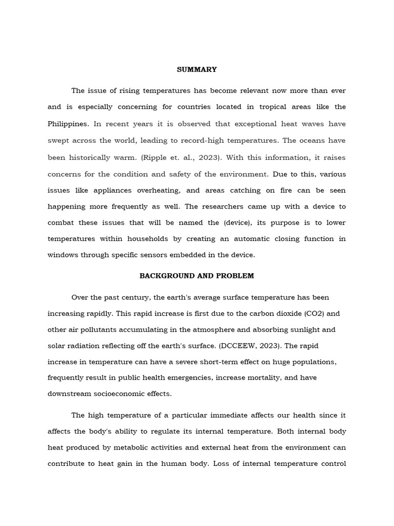 A Possible Device That May Combat The Rising Heat Index (Research ...