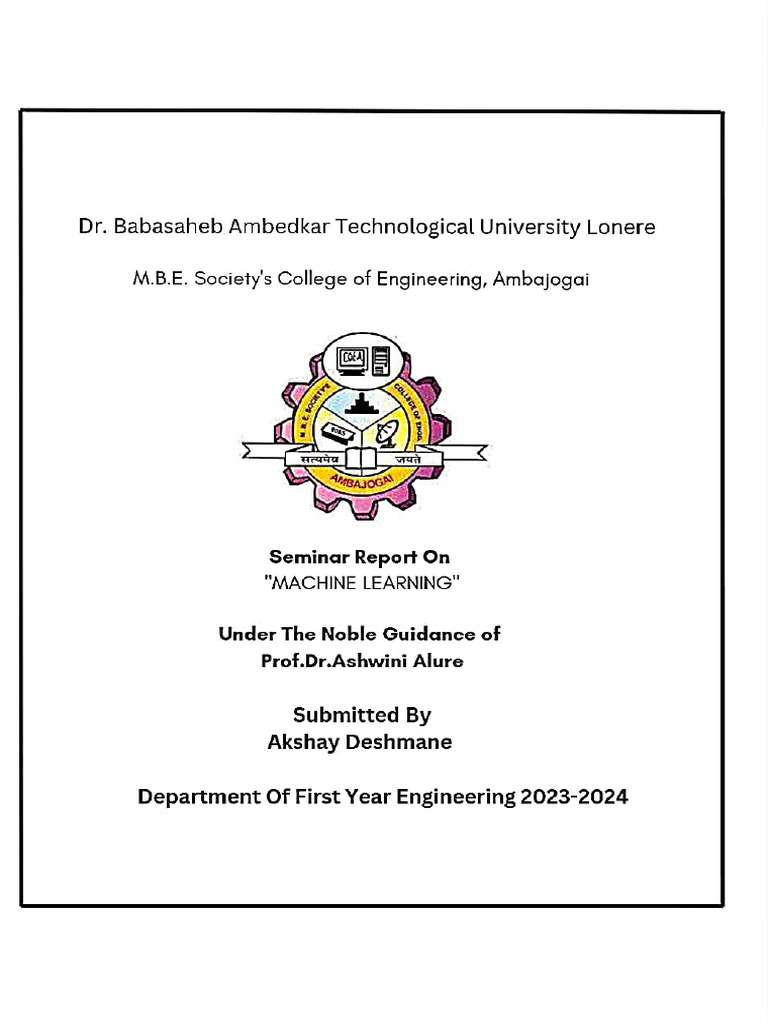 Report On Machine Learning By Akshay Deshmane | PDF