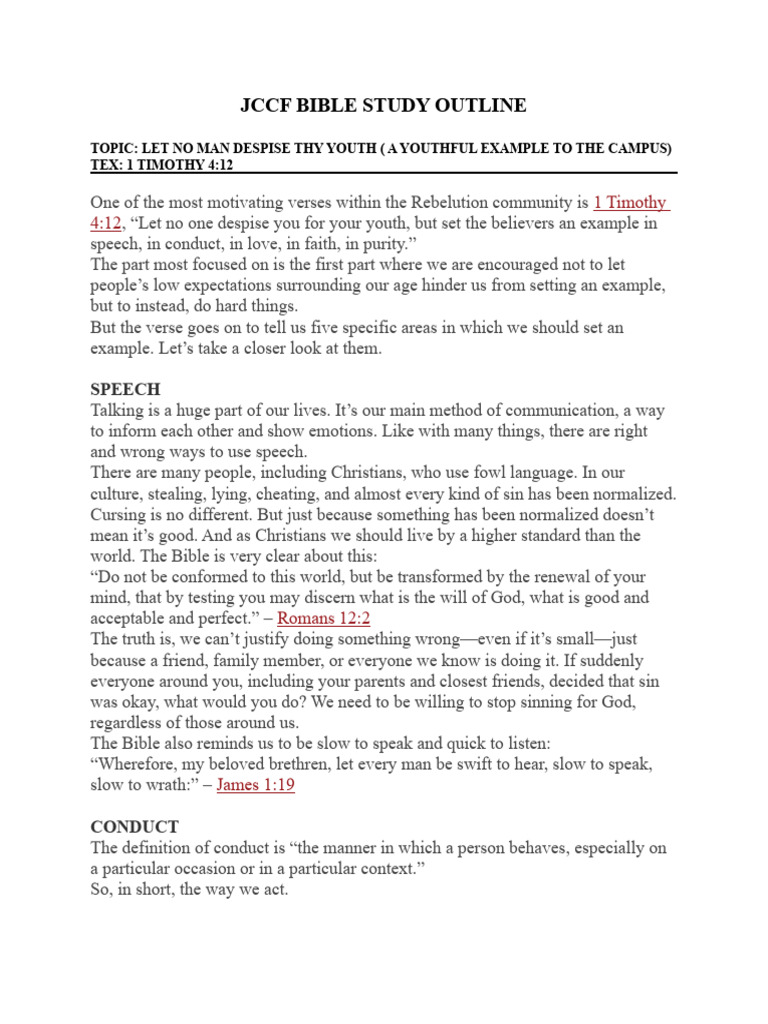 JCCF SUNDAY SCHOOL OUTLINE | PDF | Faith | Jesus