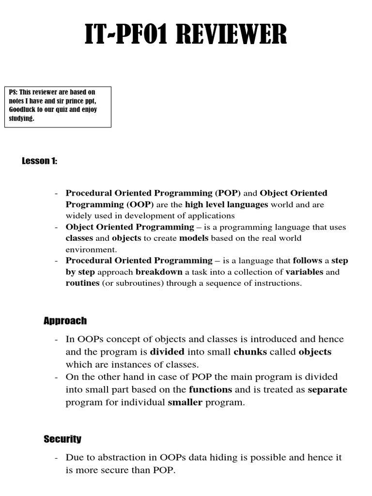 IT-PF-Reviewer-merged | PDF | Method (Computer Programming) | Integer (Computer Science)