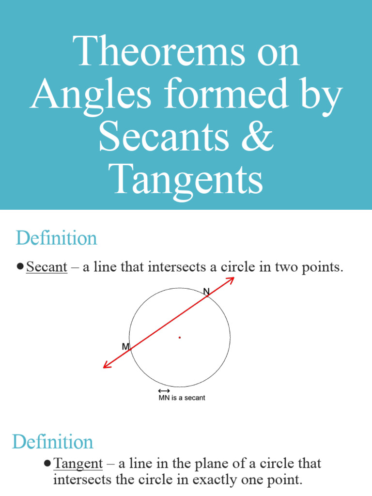 Theorems On Angles Formed by Secants Tangents | PDF