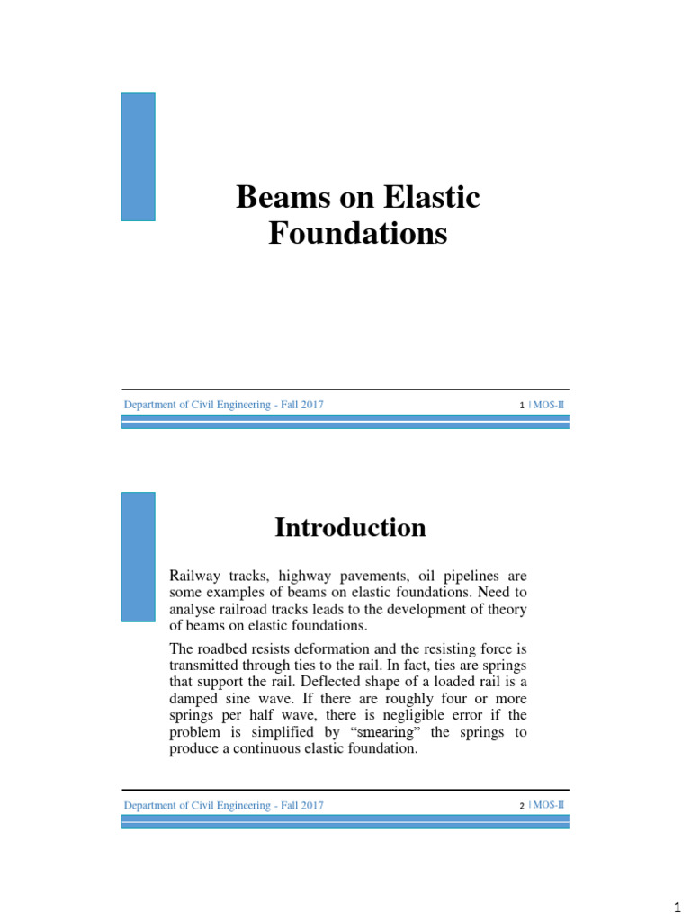 Beams On Elastic Foundations - Mechanics of Solids - Uni Lec. | PDF | Beam (Structure) | Bending