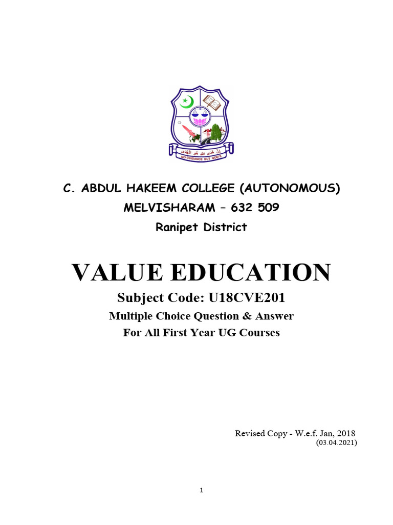 Value Education Full Copy Revised 03. 04. 21. | PDF | Motivation ...