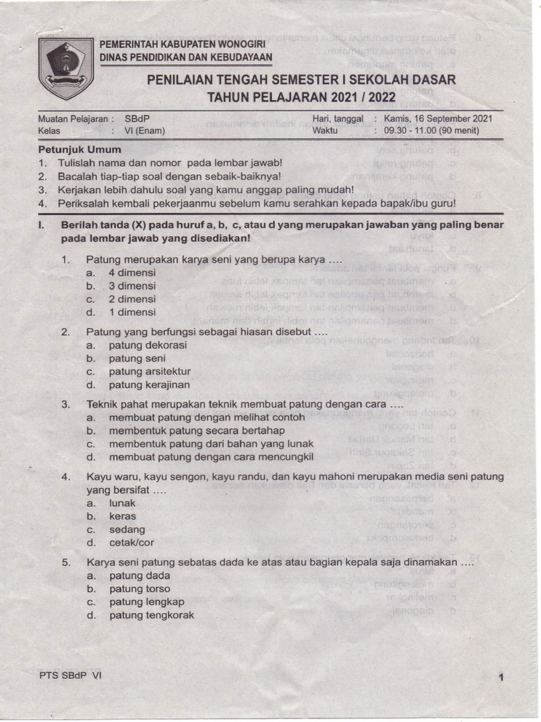 PTS I KLS 6 SBDP TP 2021 2022 | PDF