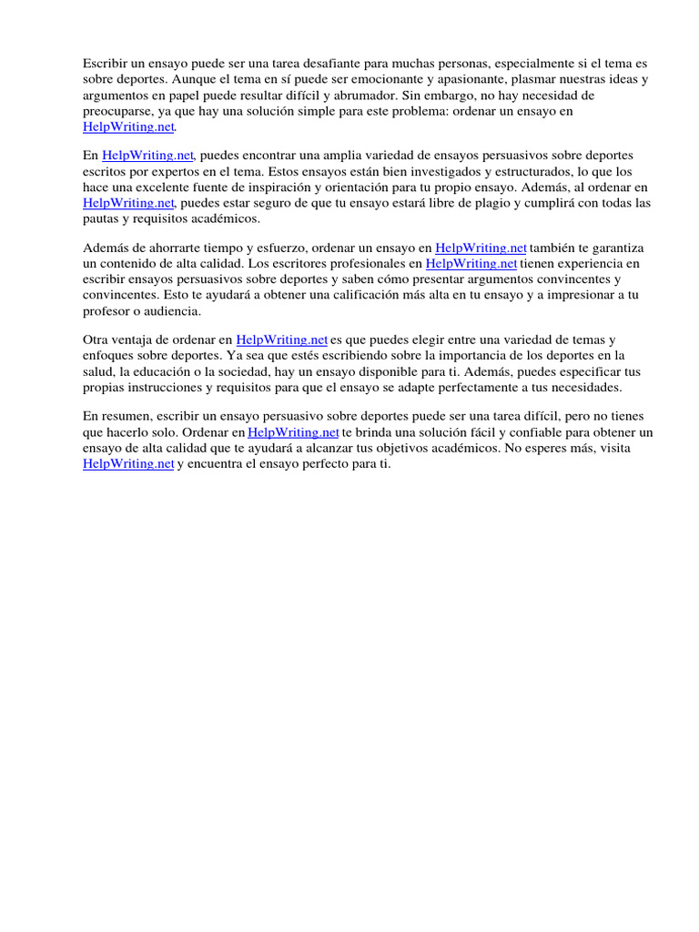 Ensayo Persuasivo Sobre Deportes | PDF | Ensayos