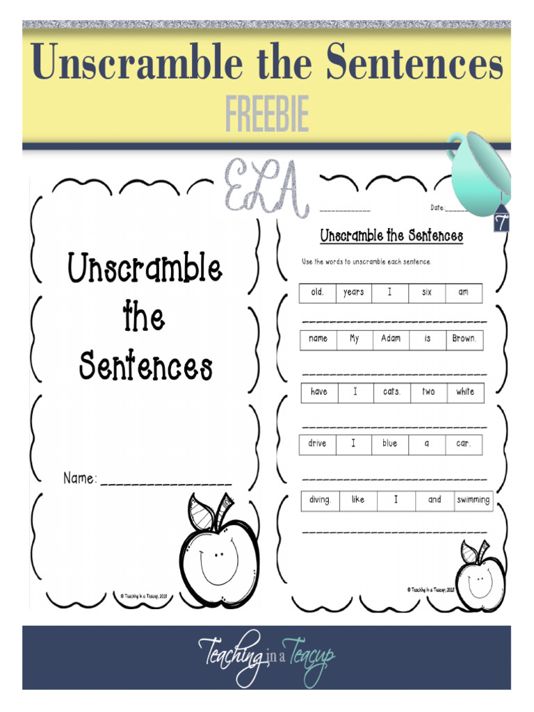 Unscramble The Sentences Freebie | PDF
