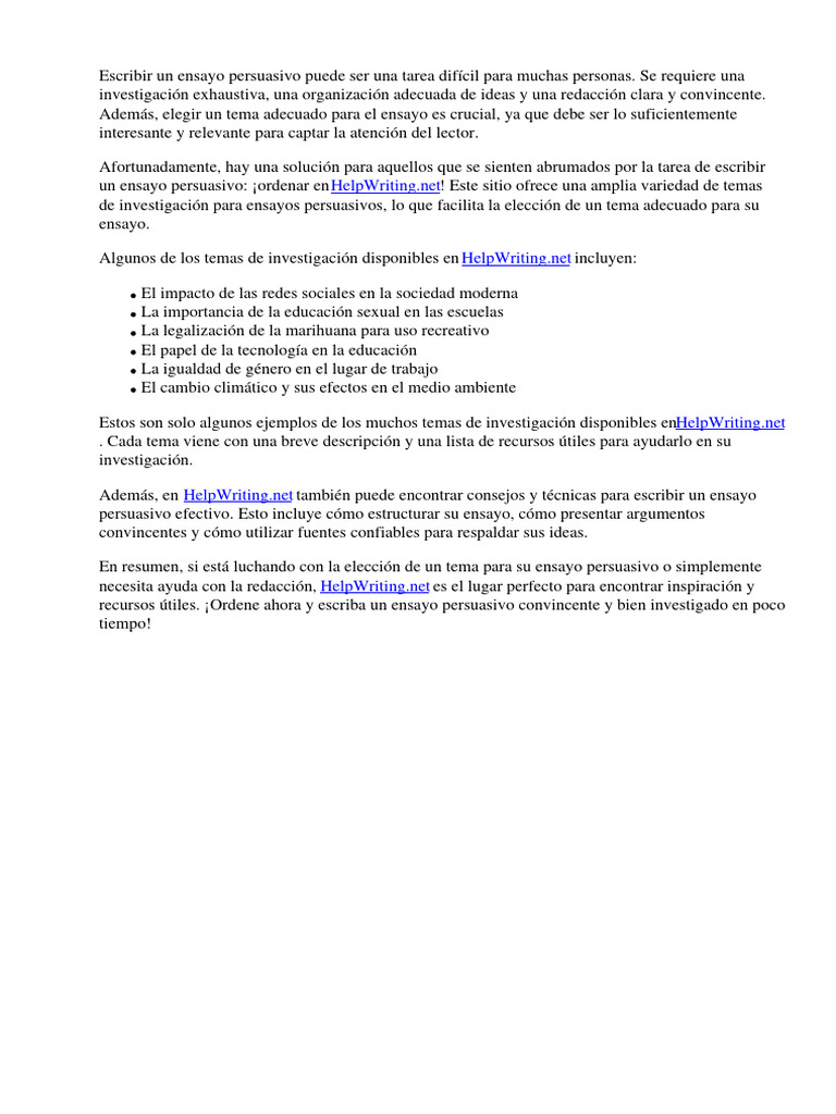 Temas de Investigación para Ensayos Persuasivos | PDF | Ensayos