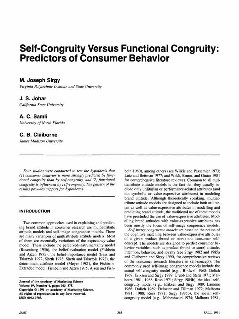 Self Congruity Versus Functional Congrui | PDF | Attitude (Psychology ...