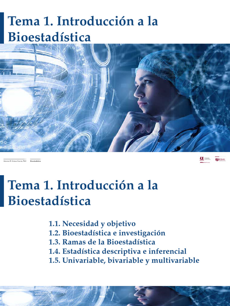 Tema 1. Introducción A La Bioestadística | PDF | Estadísticas | Bioestadística