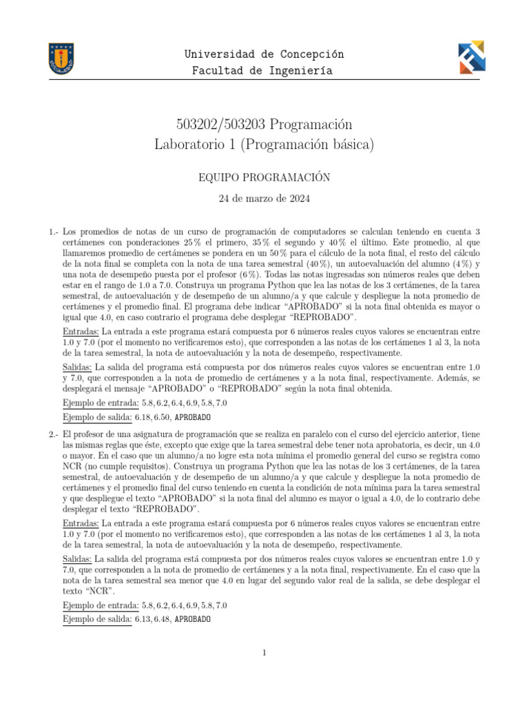 Lab02 - Programación Básica 2 - Resuelto | PDF