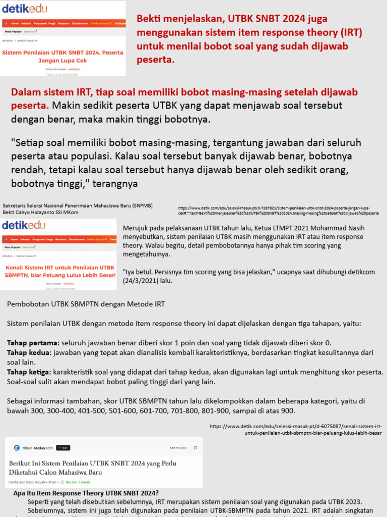 Sistem Penilaian UTBK 2024 | PDF | Komputer