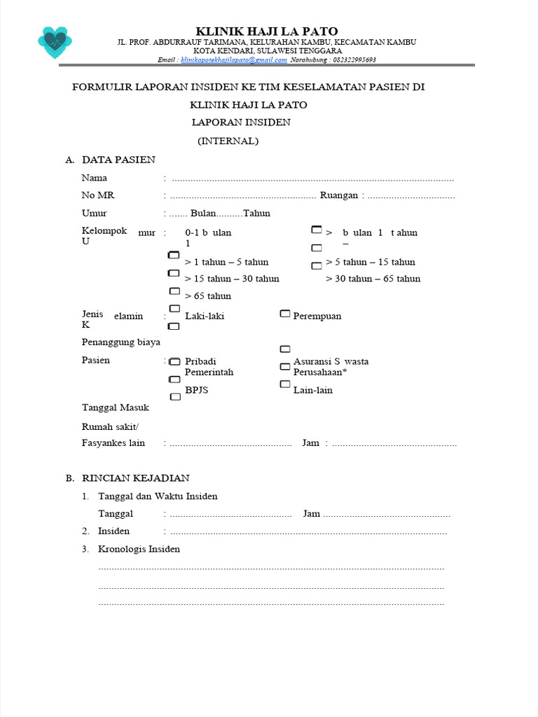 Form Insiden Keselamatan Pasien | PDF | Ilmu Sosial | Kesehatan Holistik